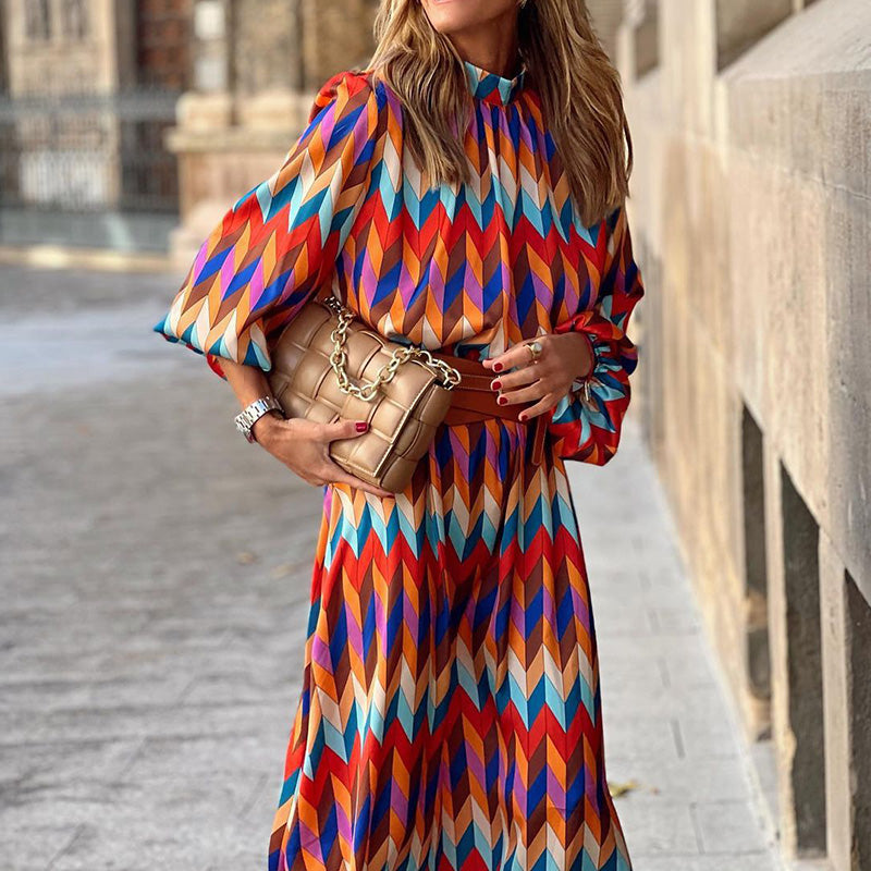 Kaia - Geometric Prints Long Party Dress – Nelson & Parker New York™