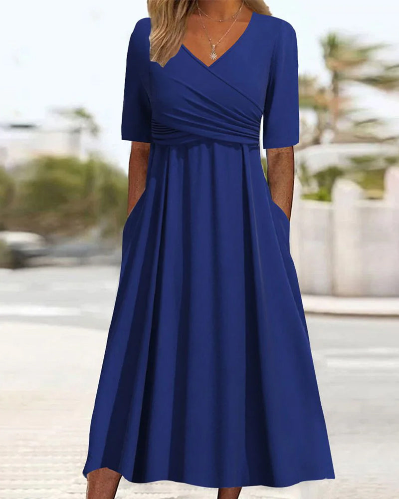 Pien - Crossover Dress With Short Sleeves. – Nelson & Parker™